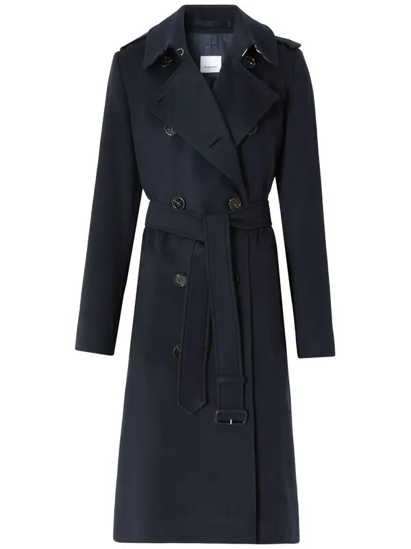 Burberry Kensington Cashmere Trench Coat - Blue