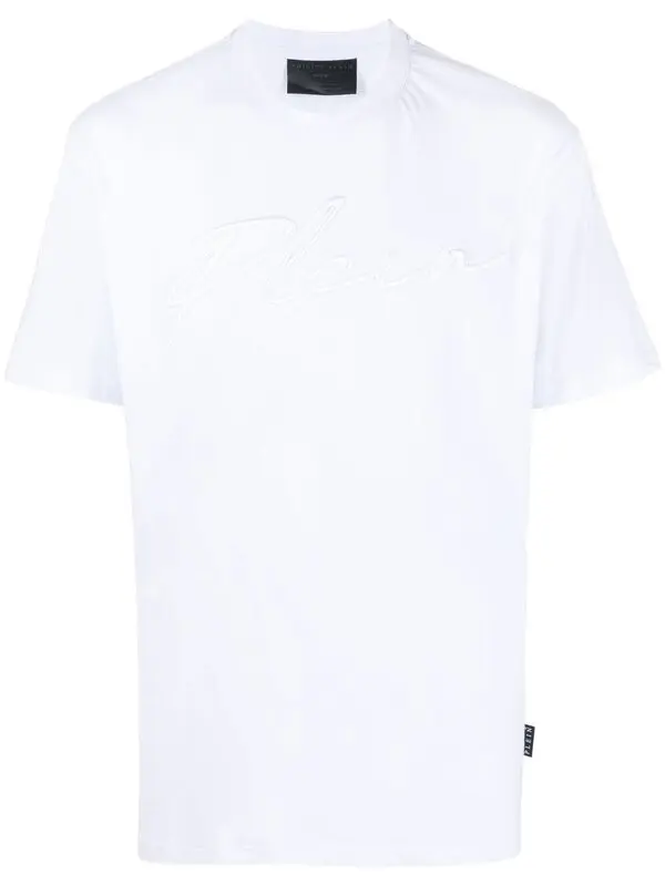 Philipp Plein Embroidered-logo Crew-neck T-shirt - White