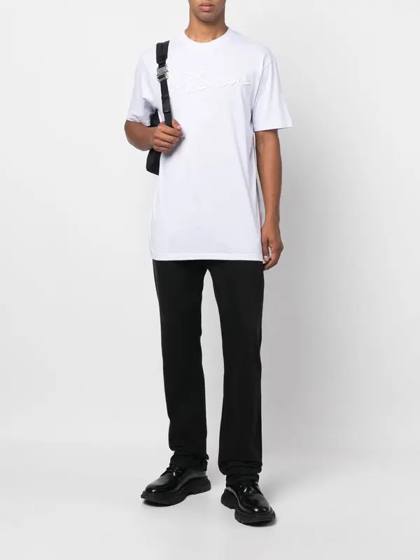 Philipp Plein Embroidered-logo Crew-neck T-shirt - White