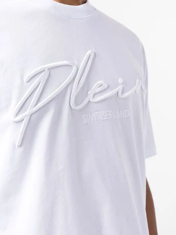 Philipp Plein Embroidered-logo Crew-neck T-shirt - White