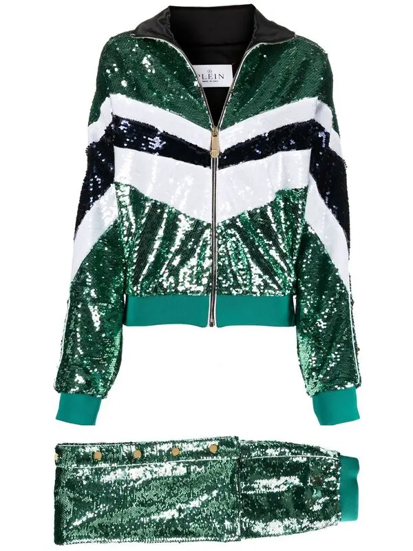 Philipp Plein Sequin Embellished Tracksuit - Green
