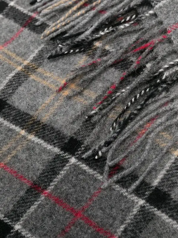 Barbour Fringed Tartan Lambswool Scarf - Grey