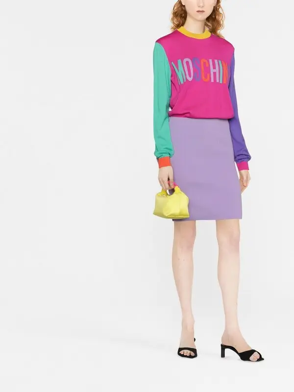 Moschino Intarsia Logo-knit Sweater Dress - Pink