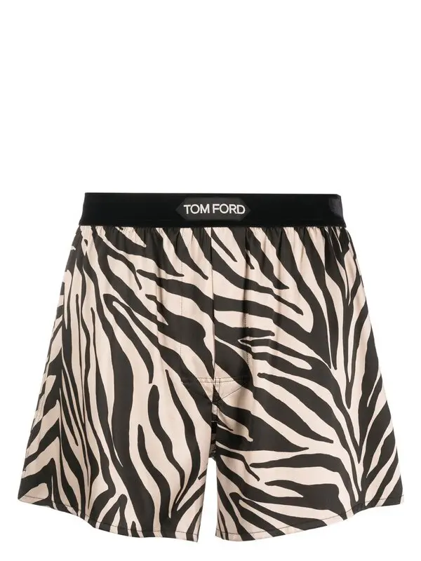 TOM FORD Zebra-print Silk Boxers - Neutrals