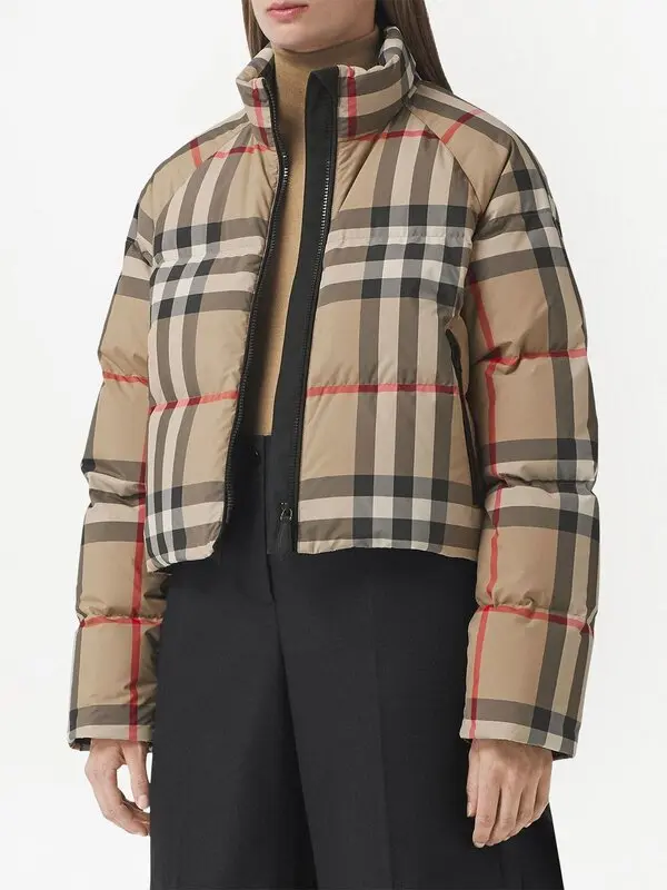 Burberry Vintage Check Cropped Puffer Jacket