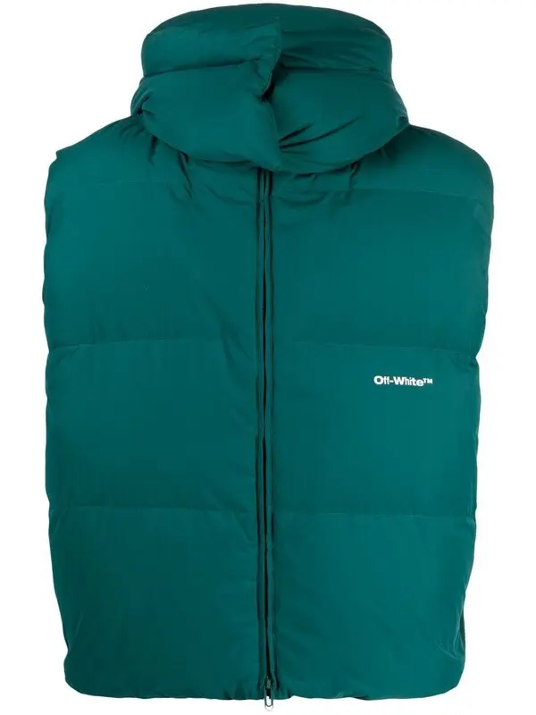 Off-White Logo-print Padded Gilet - Green