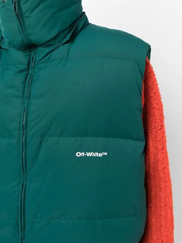 Off-White Logo-print Padded Gilet - Green