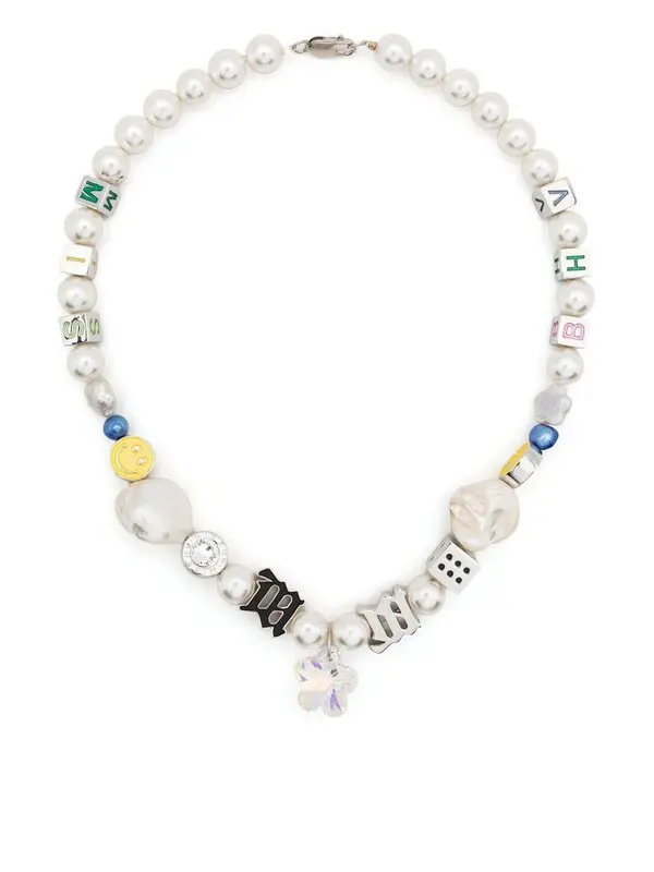 MISBHV Pearl Logo-charm Necklace - White