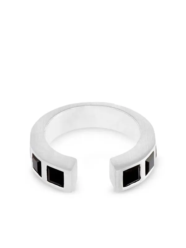 Tom Wood Sterling Gate Square Black Onyx Ring - Silver