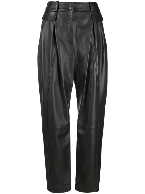 Alberta Ferretti High-waisted Leather Trousers
