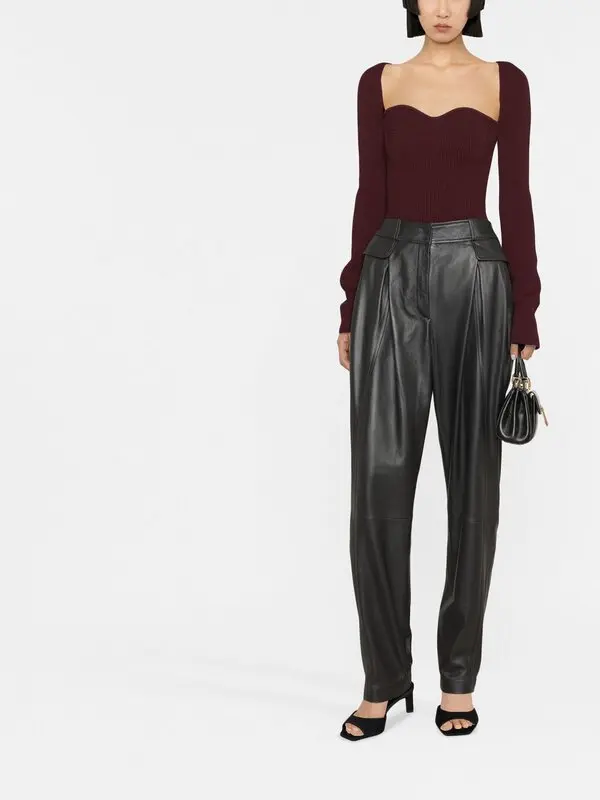 Alberta Ferretti High-waisted Leather Trousers