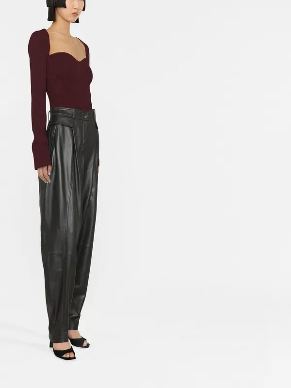 Alberta Ferretti High-waisted Leather Trousers