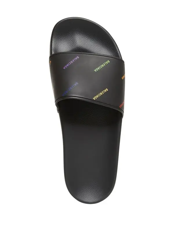 Balenciaga Logo Print Flat Slides