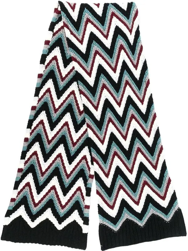 Missoni Chevron-knit Wool Scarf - Black