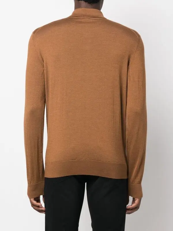 Zegna Knitted Long-sleeve Polo Shirt - Brown