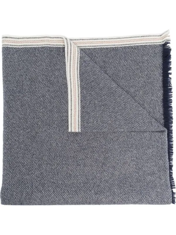 Brunello Cucinelli Fringed Cashmere Scarf - Blue