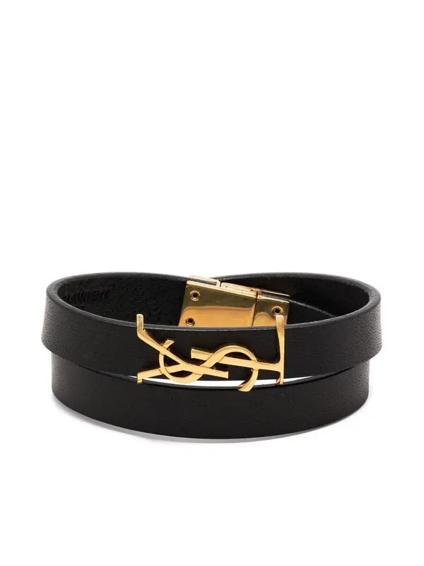 Saint Laurent Logo-plaque Leather Bracelet