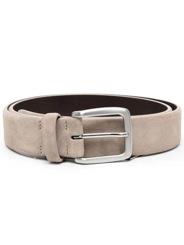 MOORER Textured Buckled Belt - Neutrals