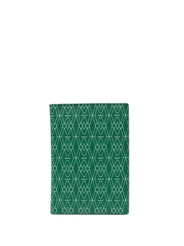 Wolf Logo Print Bi-fold Cardholder - Green