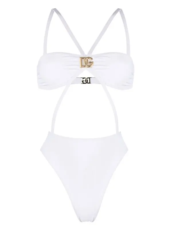 Dolce & Gabbana Logo Swimsuit - White