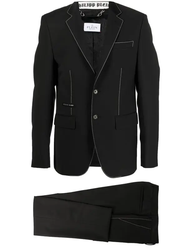 Philipp Plein Contrast-stitching Single-breasted Suit - Black