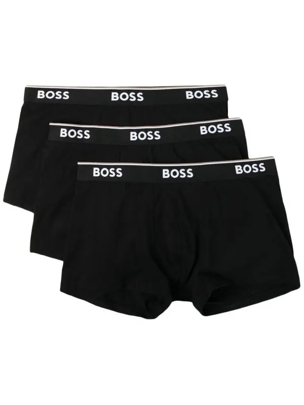BOSS Pack-of-three Logo-waistband Boxer Briefs - Black