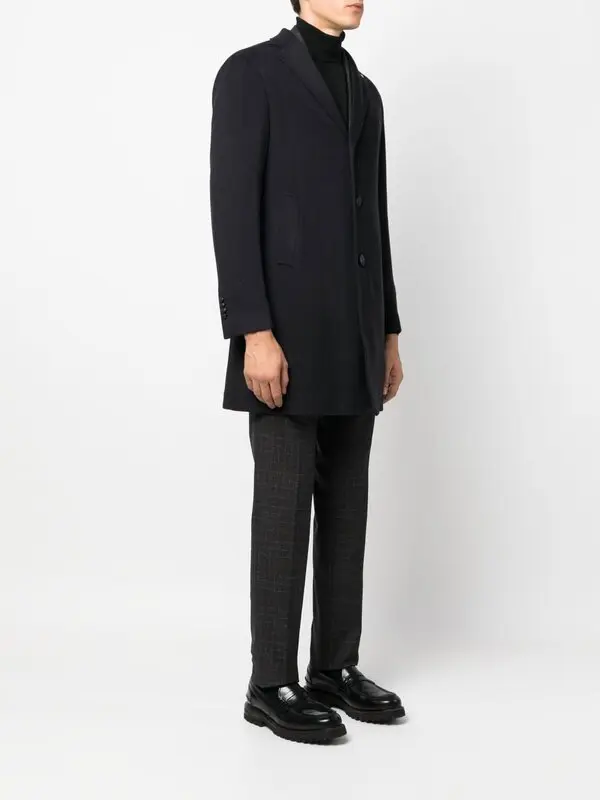 Tagliatore Single-breasted Cashmere Coat - Blue