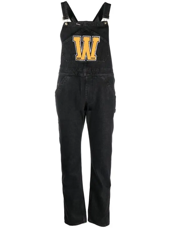 WASHINGTON DEE-CEE Logo-print Denim Dungarees - Black