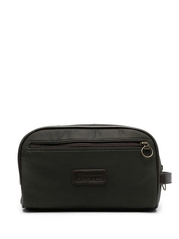Barbour Waxed Cotton Wash Bag - Green