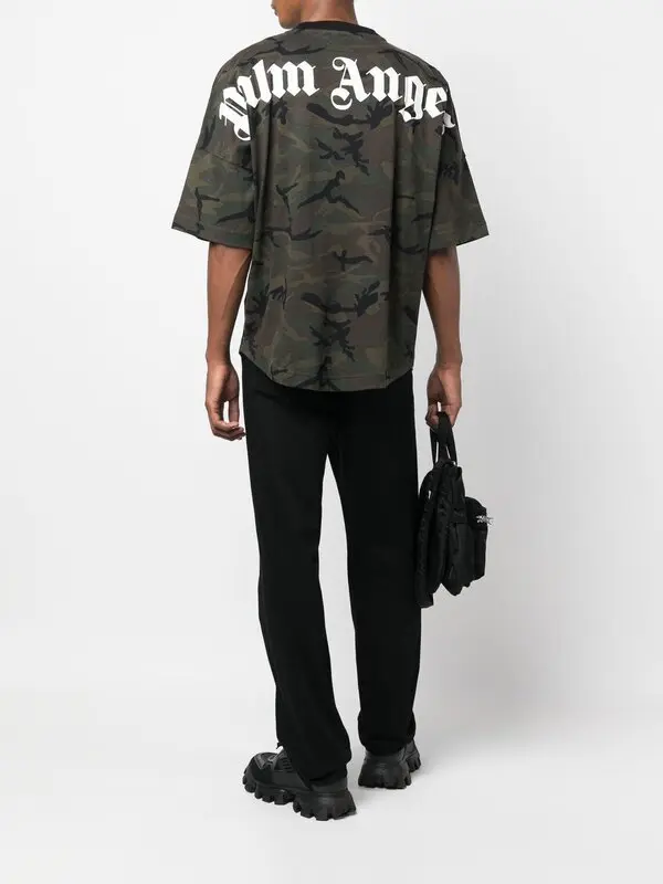 Palm Angels Logo-band Camouflage-print T-shirt