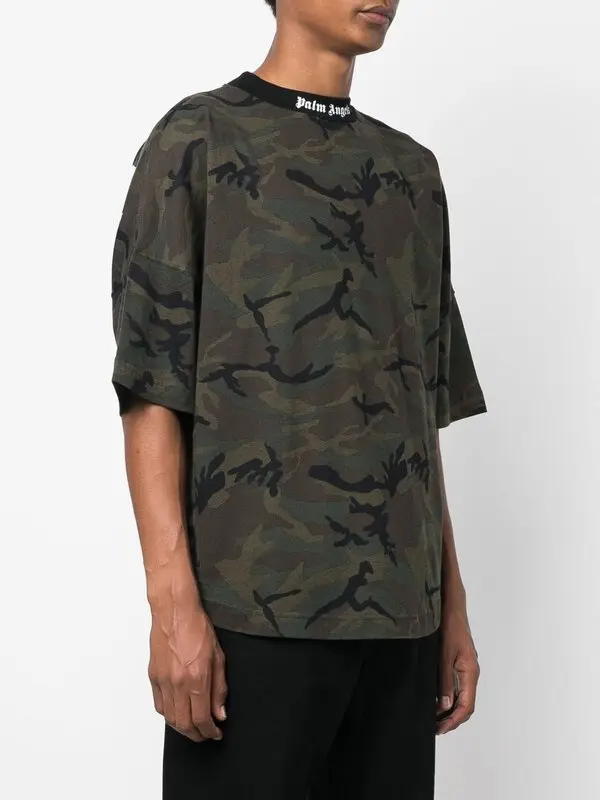 Palm Angels Logo-band Camouflage-print T-shirt