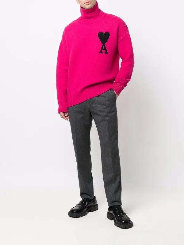 AMI Paris De Coeur Roll-neck Jumper - Pink