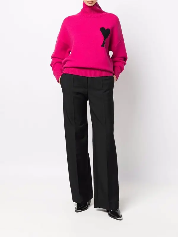 AMI Paris De Coeur Roll-neck Jumper - Pink