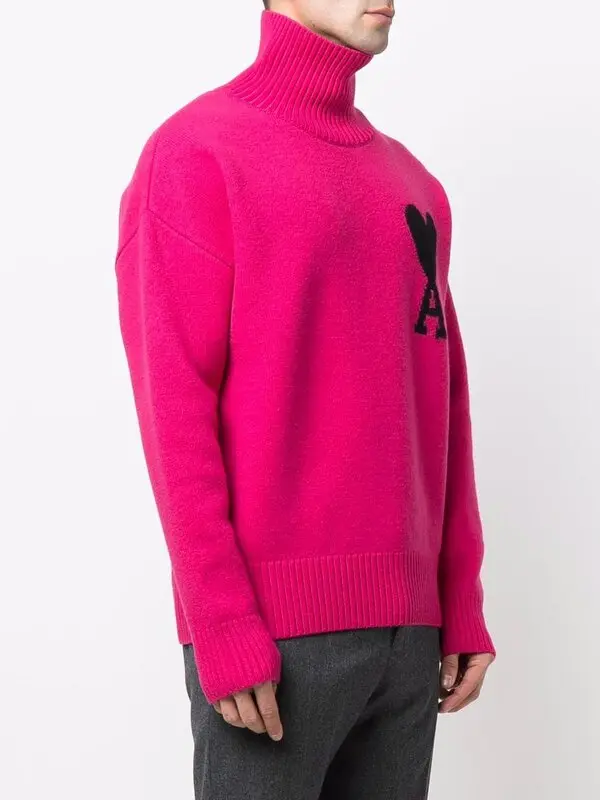 AMI Paris De Coeur Roll-neck Jumper - Pink