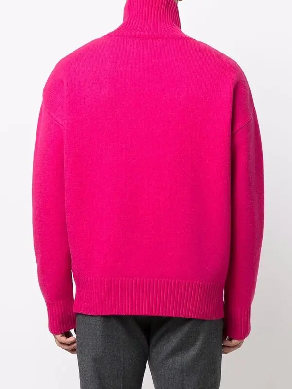 AMI Paris De Coeur Roll-neck Jumper - Pink