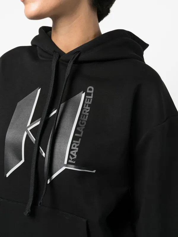 Karl Lagerfeld Logo Print Pullover Hoodie