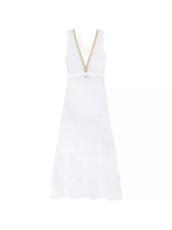 Just Cavalli V-neck Printed Midi Dress - White