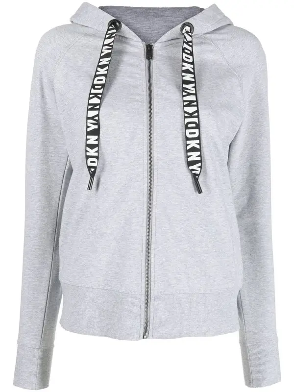 Dkny Logo Drawstring Zip-up Hoodie