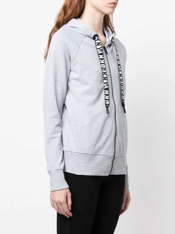 Dkny Logo Drawstring Zip-up Hoodie