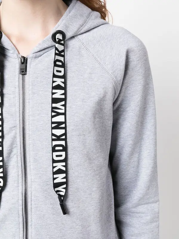 Dkny Logo Drawstring Zip-up Hoodie