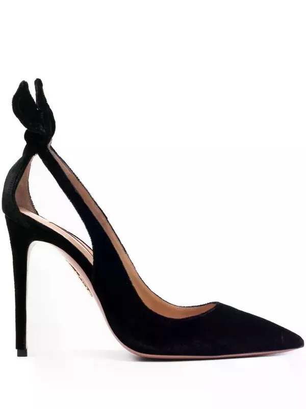 AQUAZZURA Bow Tie 105mm Velvet Pumps