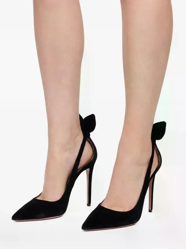 AQUAZZURA Bow Tie 105mm Velvet Pumps