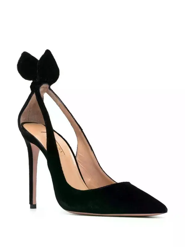 AQUAZZURA Bow Tie 105mm Velvet Pumps