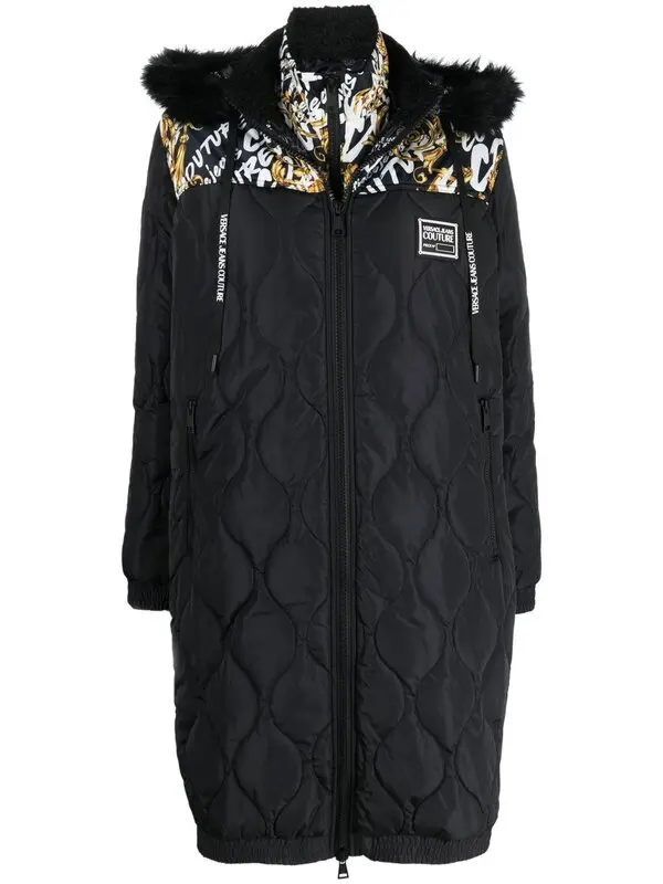 Versace Graphic-print Quilted Mid-length Coat