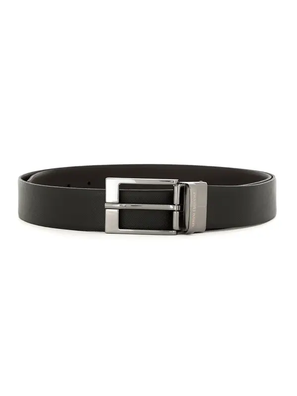 Armani Exchange Engraved Logo Leather Belt - Black