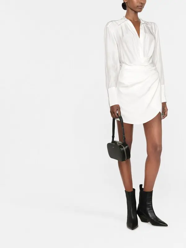 Gauge81 Silk Draped Shirt Dress - White