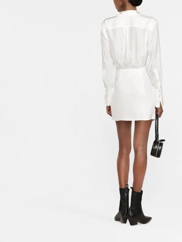 Gauge81 Silk Draped Shirt Dress - White