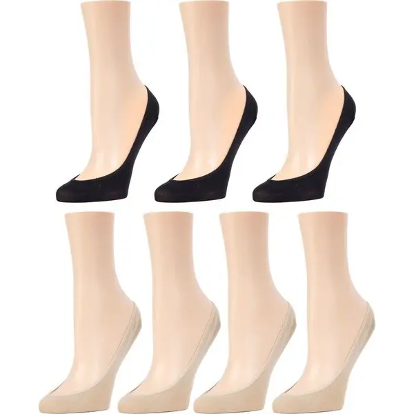 MEMOI 7-pack Microliner Sock Liners - Nude/black