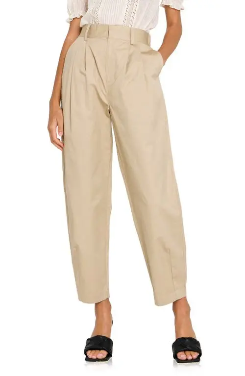 English Factory High Waist Pleated Trousers - Beige