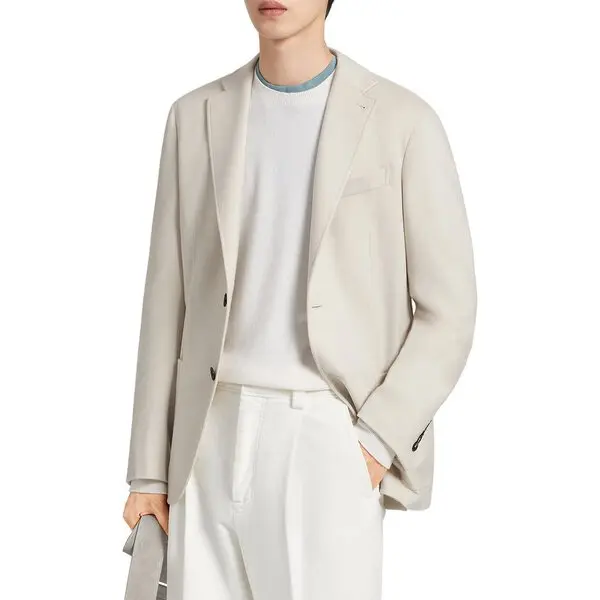 Zegna Deconstructed Oasi Cashmere Sport Coat - Ecru